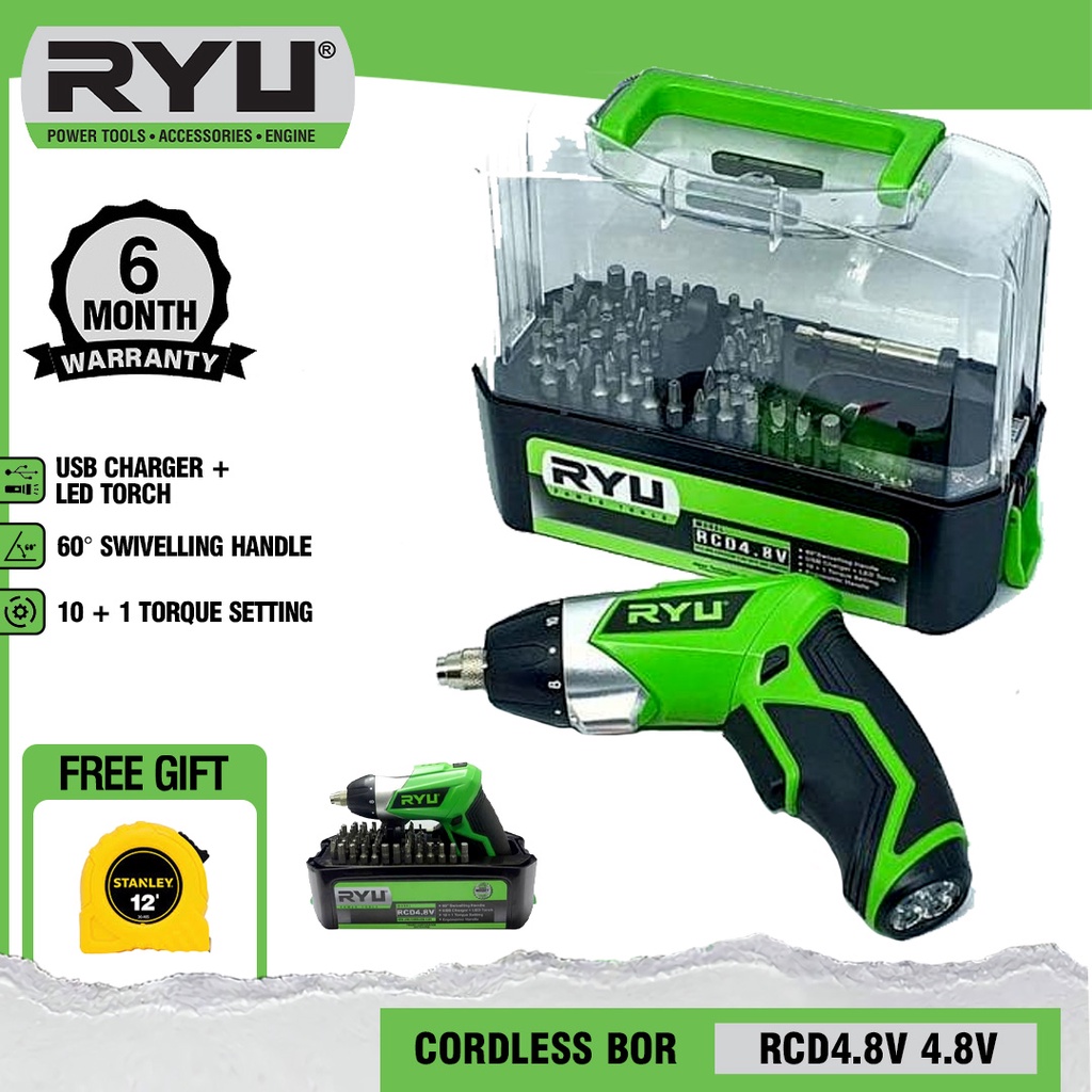 RYU RCD4.8V CORDLESS SCREWDRIVER 4.8V | Shopee Malaysia