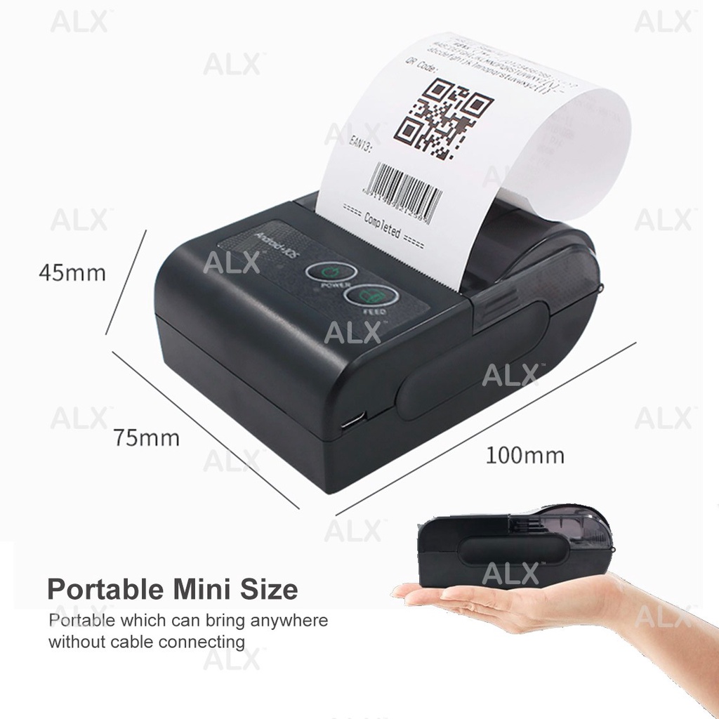 ALX Portable Printer Mini Printer Bluetooth Thermal Printer Receipt ...
