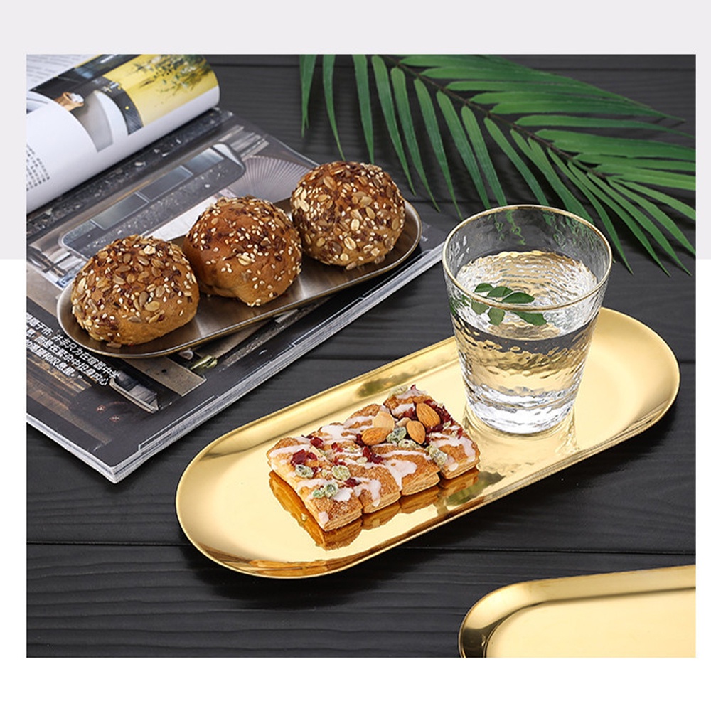 BH Oval Stainless Steel Tray Serve Plate Cosmetics Jewelry Organizer ...
