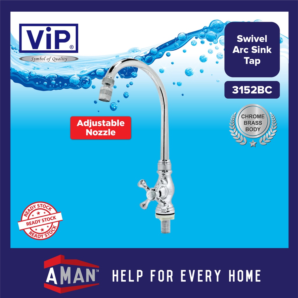 ViP Adjustable Nozzle Chrome Plated Brass Body Pillar Tap Wall Tap ...