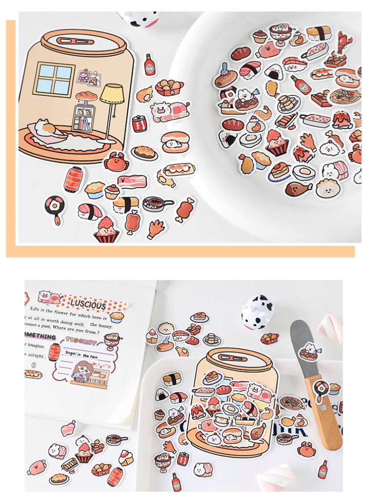 IFM 100pcs Cute Cartoons Daily Life Mini Deco Stickers Pack DIY ...