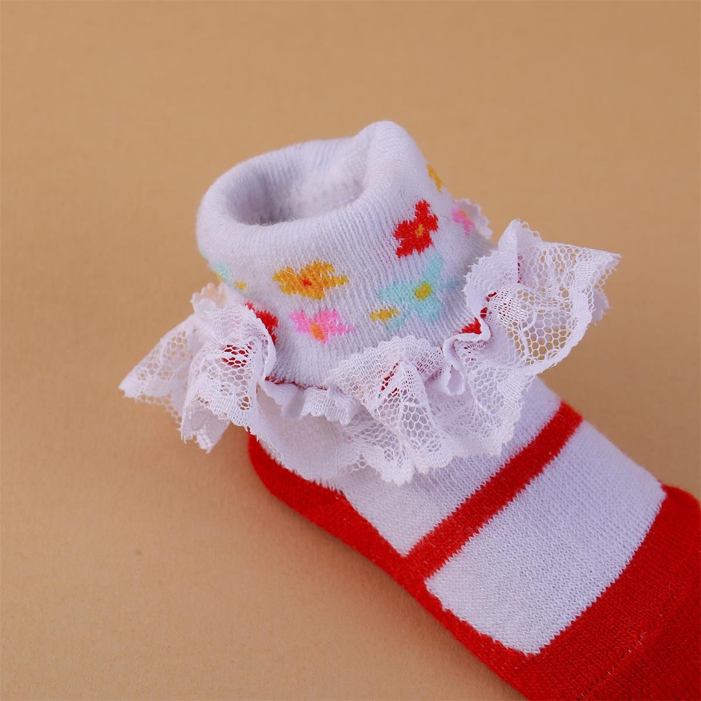6 Pairs Multicolor Ruffle Socks, Princess Dress Little Girl Cotton Big ...