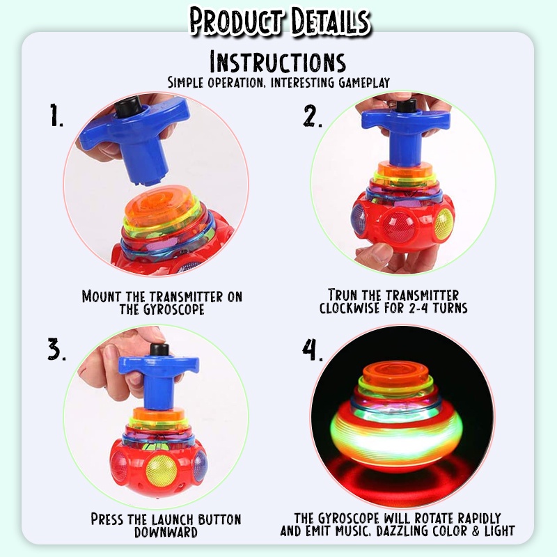 [Little B House] LED Light Shiny Toy Spinning Gyroscope Spinner Fidget ...