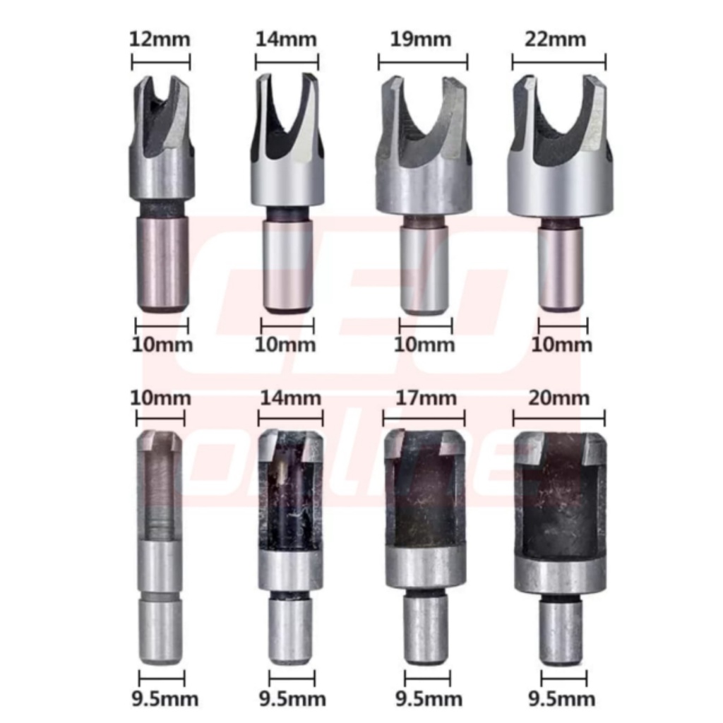 CEO 🇲🇾 4pcs 6/10/13/16mm Round Hex Shank Carbon Steel Woodworking Plug ...