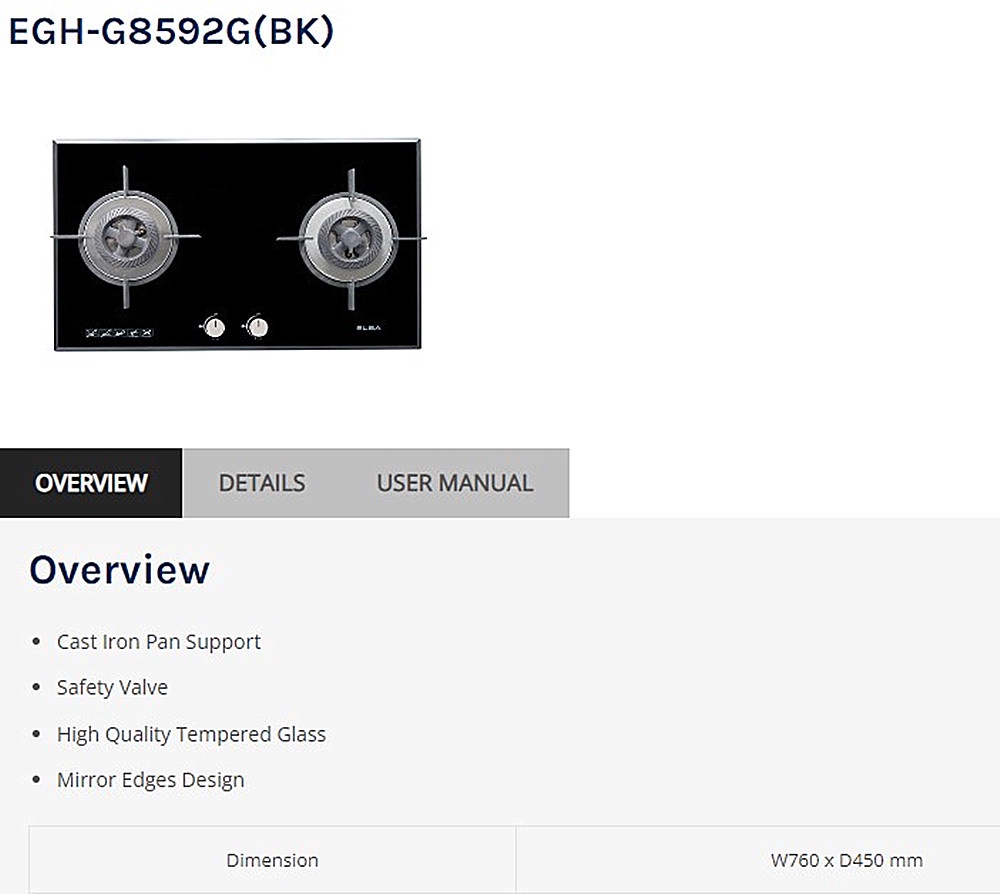 Elba Built in Glass Stove EGH-G8592G EGH-M8442G(BK) | Shopee Malaysia