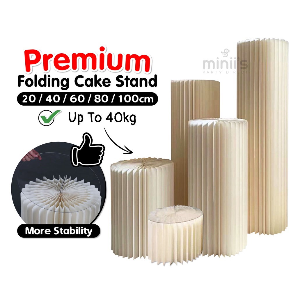 MINIIS PARTY Premium Folding Cake Stand Round Paper Cylinder Stand Meja ...