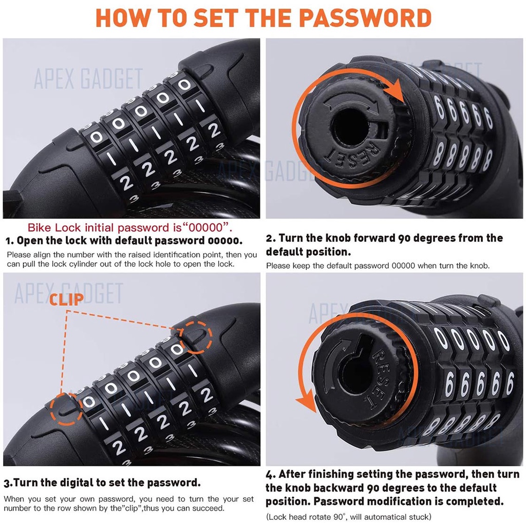 Basikal Bicycle Password Lock Bike Security Locker Anti-Theft Locks ...