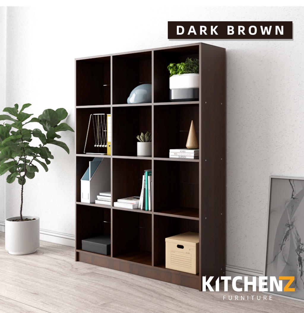 KitchenZ Book Shelf Book Rack Buku Rak Divider Cabinet with 12 ...
