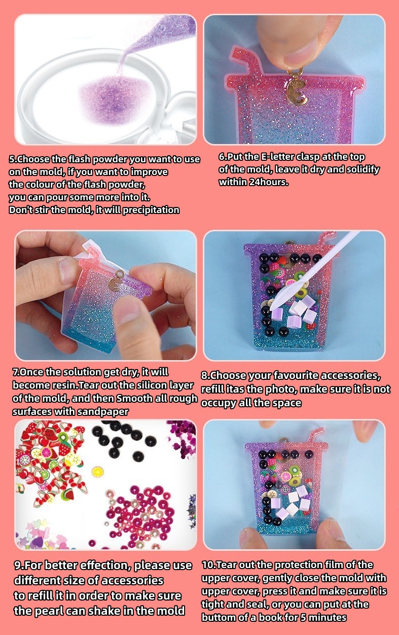 Diy Resin Fidget Shaker Toy Kit Handcrafts Educational Toys Key Chain ...