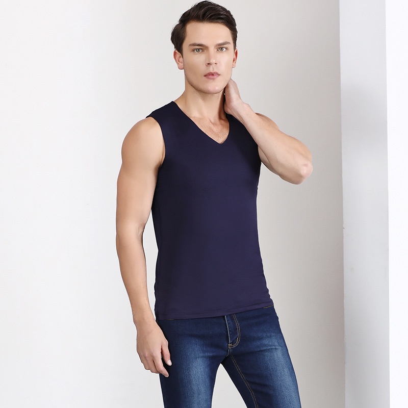 Men Adult Plain Color V-neck Singlet Baju Inner Lelaki Men Singlet ...