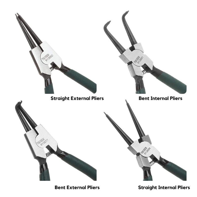 TUOSEN 4PCS 7" Circlip Plier Set Snap Ring Plier Bent Straight Internal ...