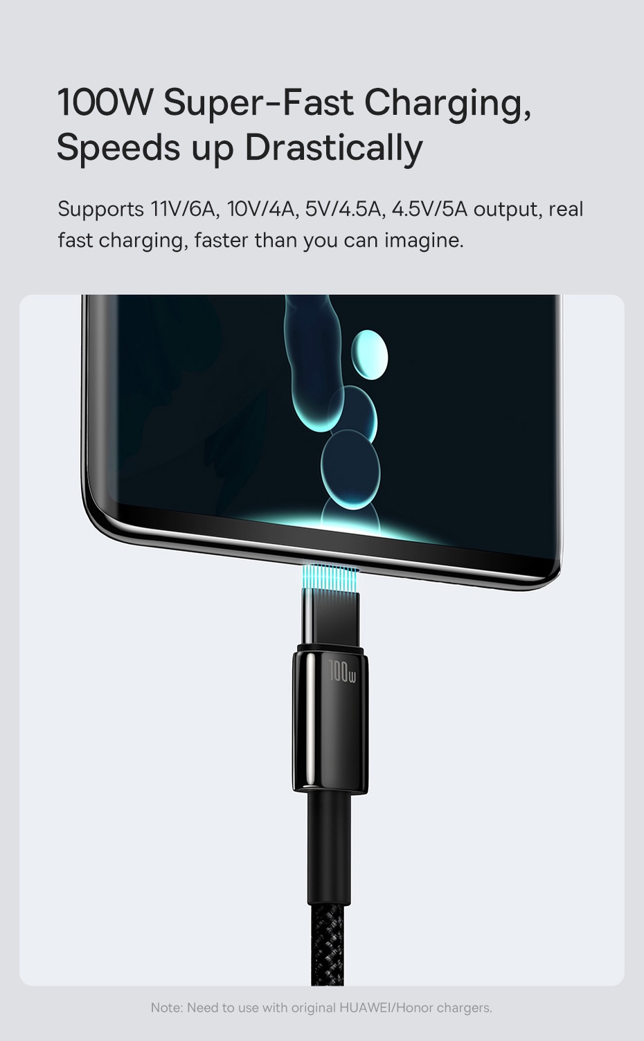 Baseus 100W USB Type C Cable For Cellphone Fast Charging Wire USB-C ...