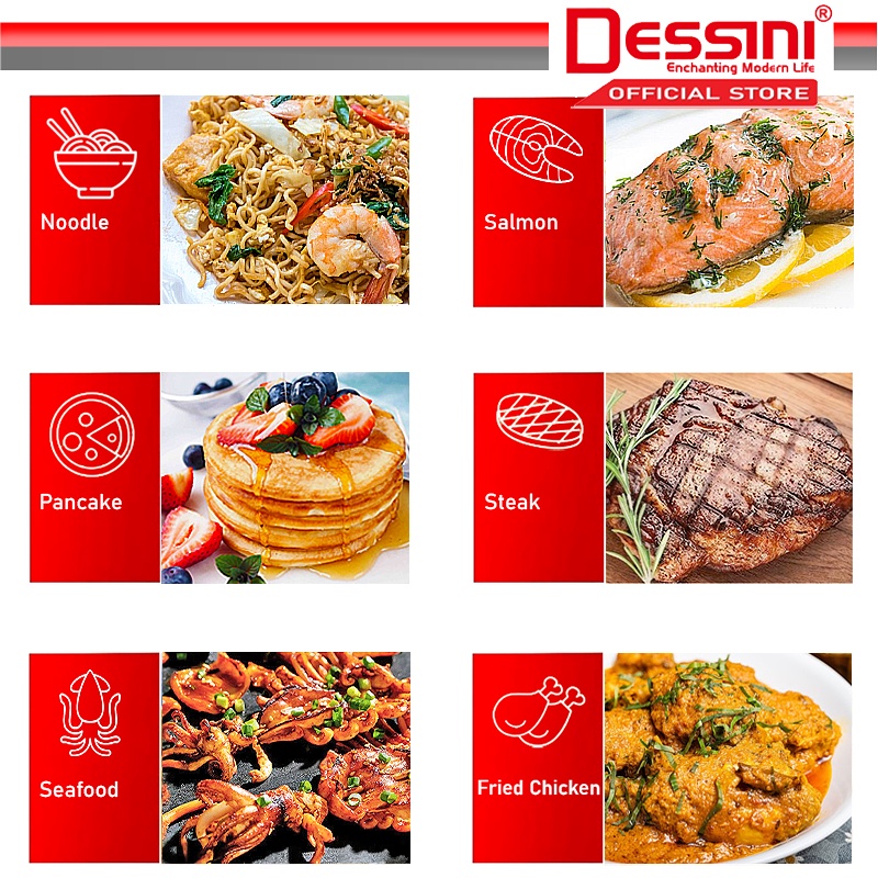 DESSINI ITALY Zero Fat 28CM Frying Pan Die Cast Aluminium Induction Non ...