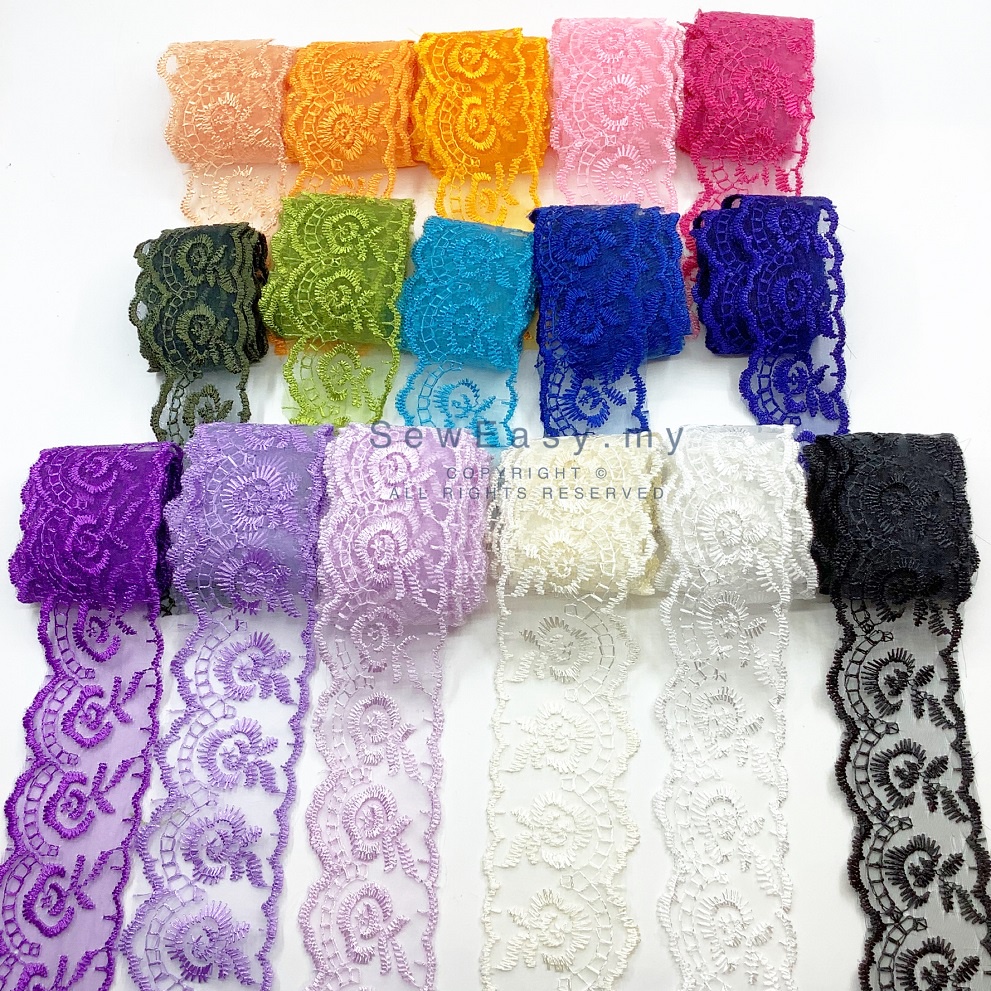 LC8-1376 1.5inch Nylon Lace Polyester Net Lace Border Lace Non-Elastic ...