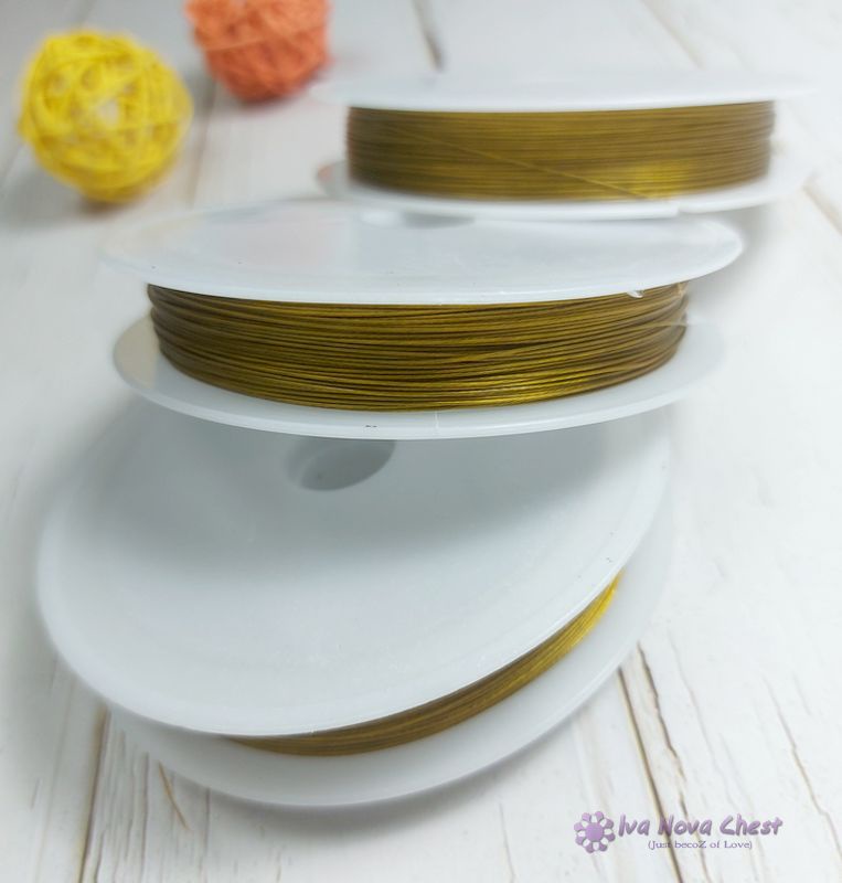 Tiger Tail Wire 0.45mm Gold Beading Wire Cord 30 meters DIY Bracelet ...