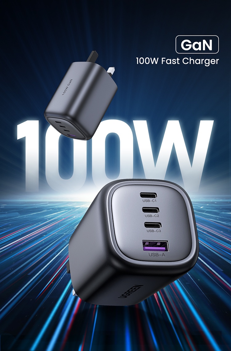 UGREEN 100W GaN Charger 3C1A Portable Charger Safety Mark 211058-11 ...