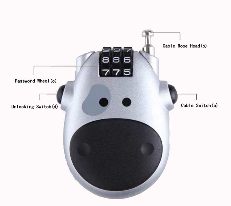 KIPRUN Cable Lock, 3 Digit Password Combination Lock Mini Travel ...