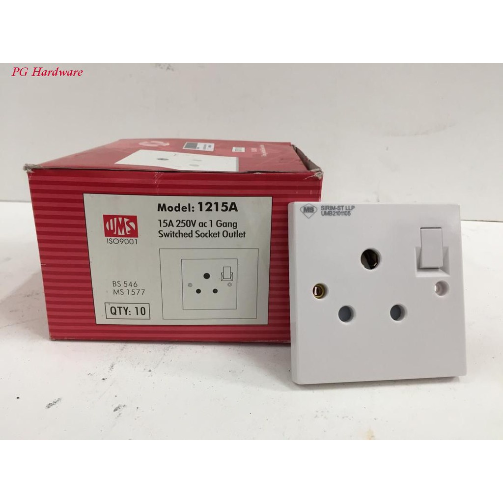 UMS 15A SWITCH SOCKET OUTLET (1215A)(SIRIM) / SINGLE SWITCH SOCKET ...