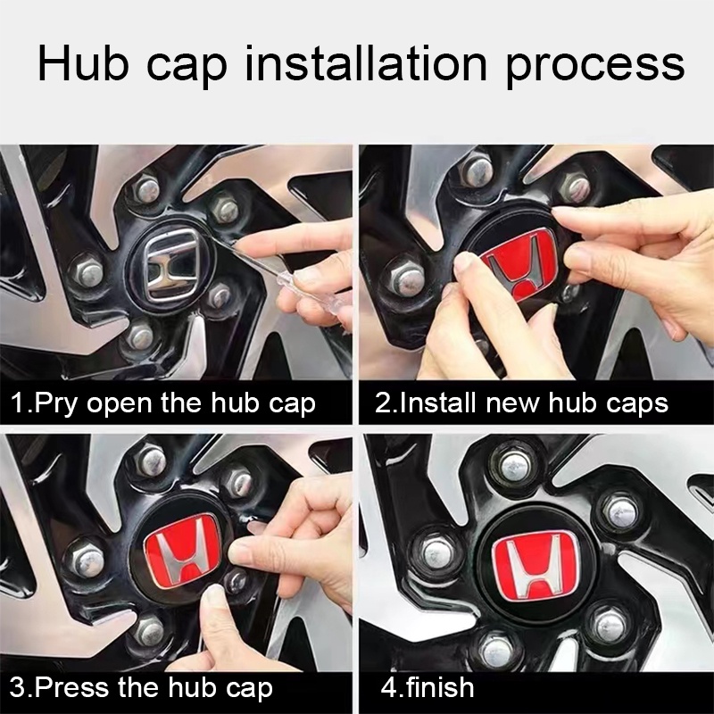FOR honda red emblem red logo key honda rim cap typer mugen CIVIC FC ...
