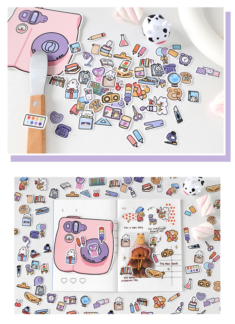 IFM 100pcs Cute Cartoons Daily Life Mini Deco Stickers Pack DIY ...