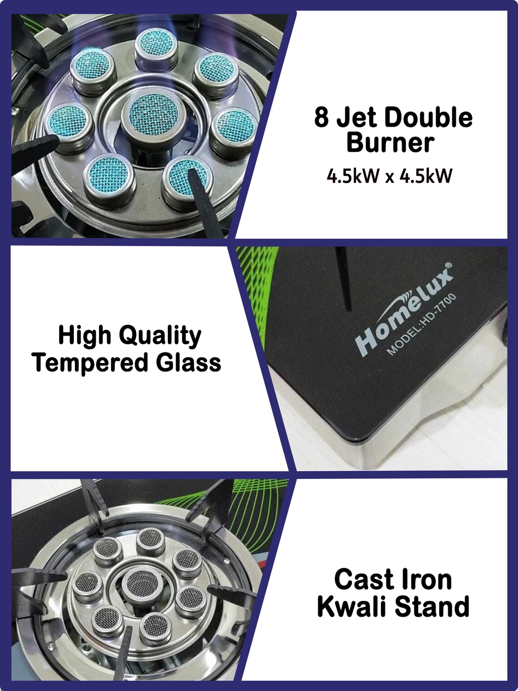 [FREE SHIPPING] HOMELUX Tempered Glass 8 Jet Double Burner Gas Stove ...