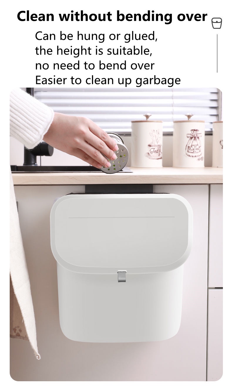 【FUN】toilet dustbin bathroom Trash Can with cover 7L and 9L Cabinet door wall hanging and patch ...