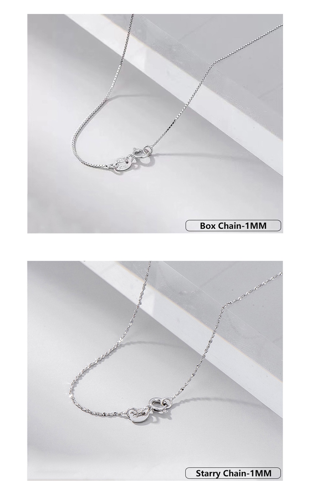 JYJIAYUJY 100% Sterling Silver S925 Necklace Silver Chain 40cm/45cm/50cm Hypoallergenic 1MM ...