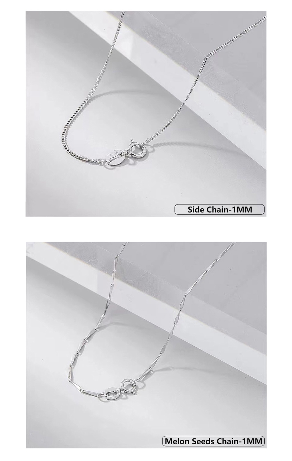 JYJIAYUJY 100% Sterling Silver S925 Necklace Silver Chain 40cm/45cm/50cm Hypoallergenic 1MM ...