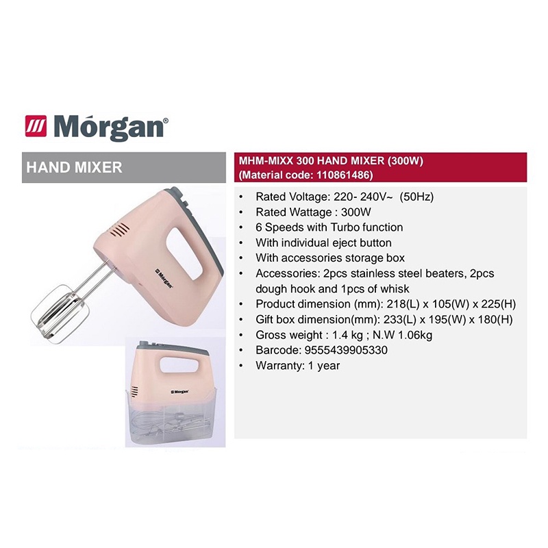 Morgan Hand Mixer Hand Mixer (300W) MHM-MIXX 300/ MIXX300 / HM300 ...