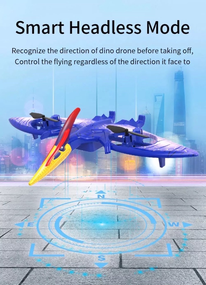 DRONE Control FEO Rc Pterosaur Flying Dinosaur RC Drone Quadcopter ...