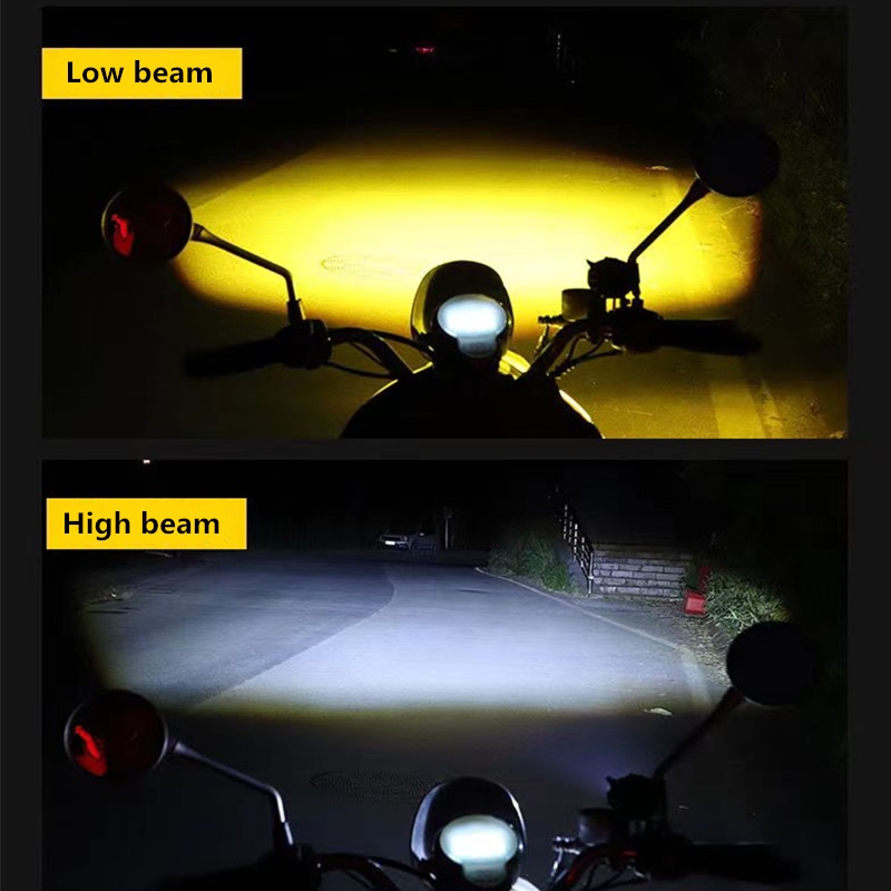 Motorcycle LED Driving Lights 45W 6500K Low/High Waterproof Double ...