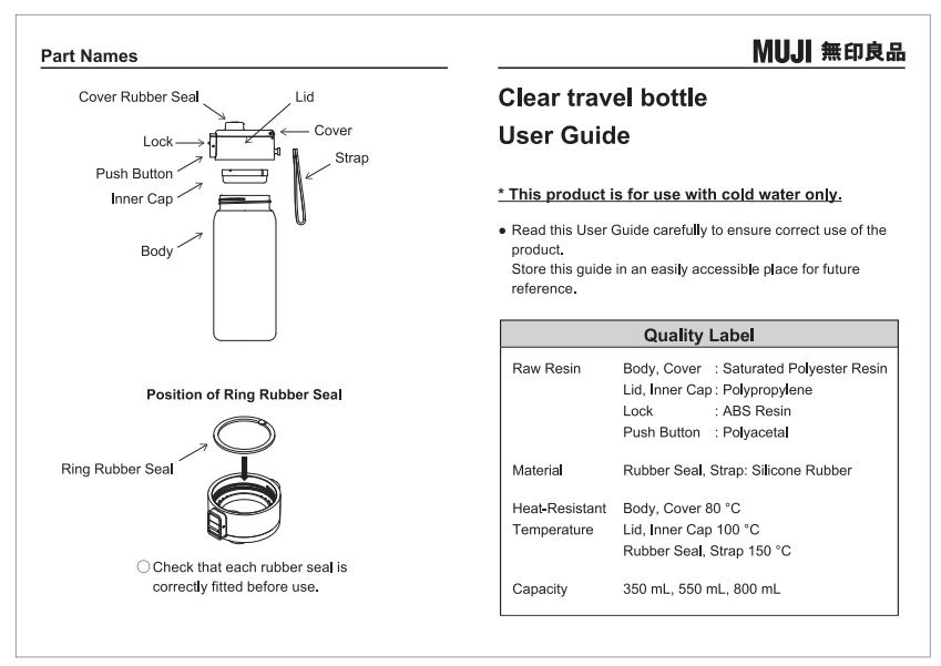 MUJI Clear Travel Mug Bottle | Shopee Malaysia