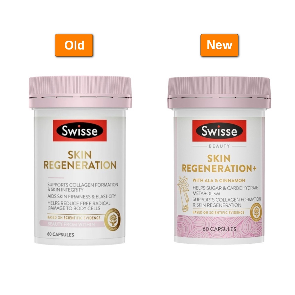 Swisse Beauty Skin Regeneration+ 60 Capsules with ALA & CINNAMON Collagen Vitamin C Co-enzyme ...