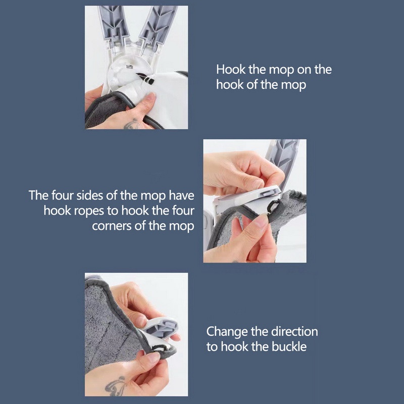X-Type Squeeze Mop Belt Replacement Cloth Head 360 Degree Extrusion ...