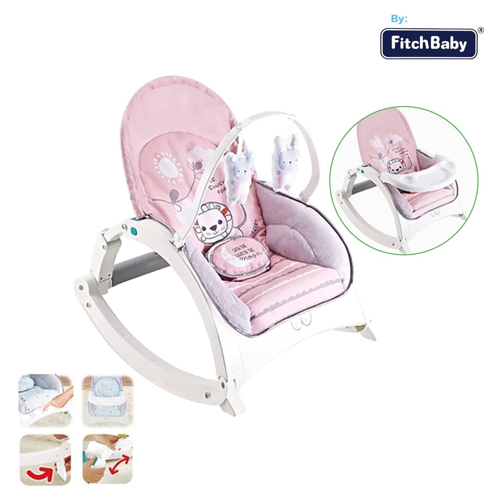 Portable Baby Rocker 3 in 1 Deluxe Music Bouncer with Safety Belt and ...