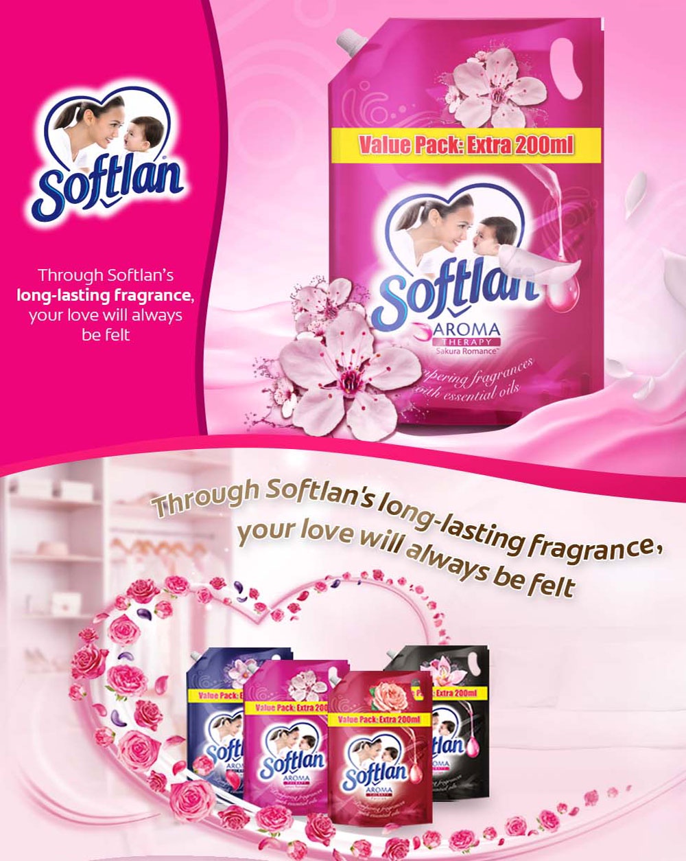 Softlan Aroma Therapy Sakura Fabric Softener Pink (2.8L) | Shopee Malaysia