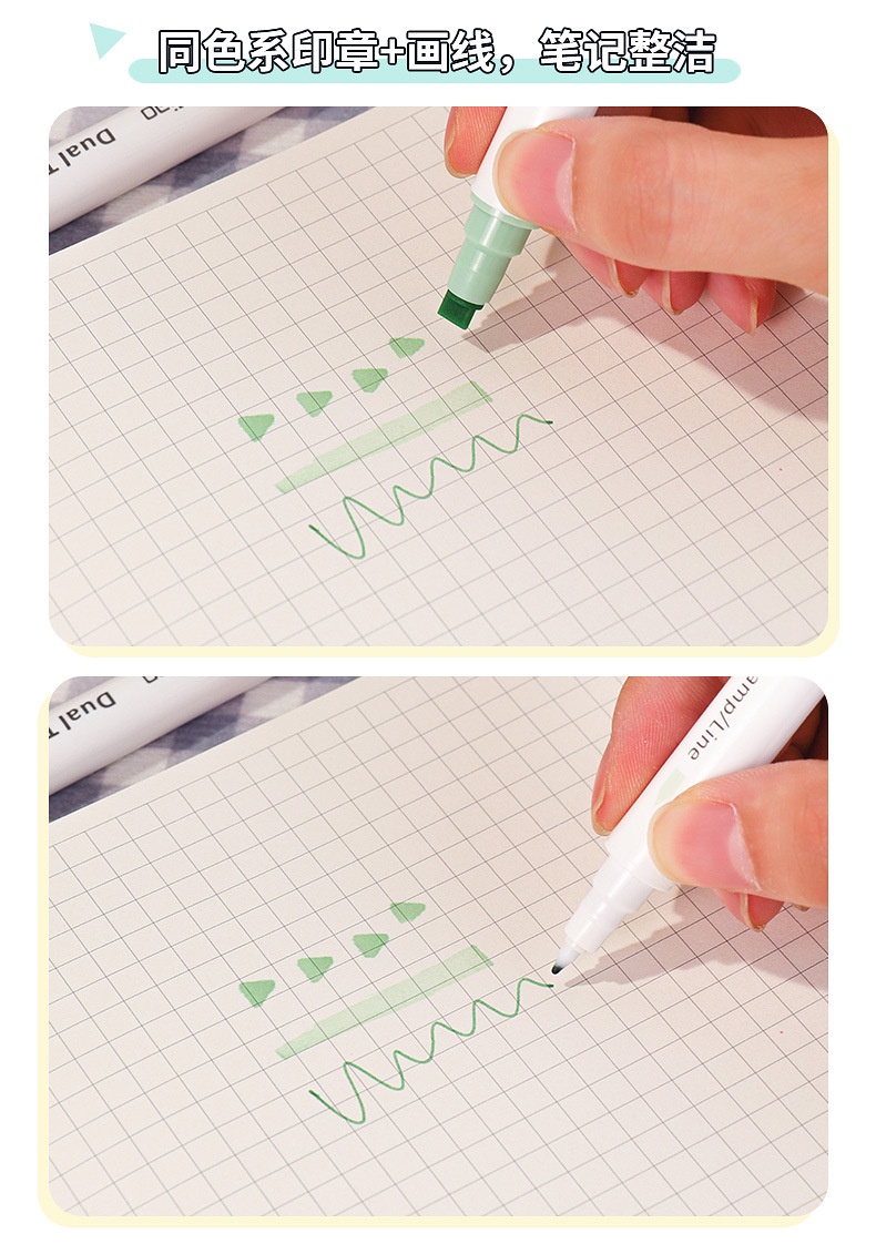 6pcs/set double head stamp pens Candy colored manual account DIY ...