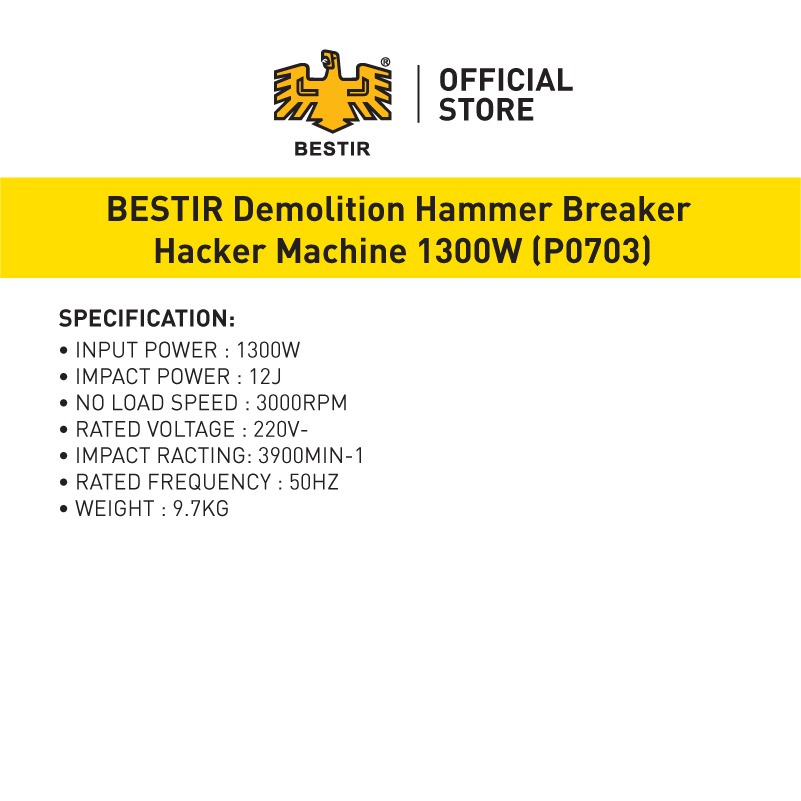 BESTIR | Demolition Hammer Breaker Hacker Machine 1300W | Mesin Pemecah ...