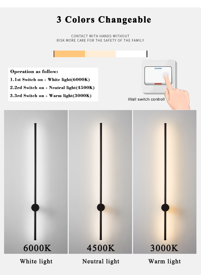 Lampu Binding Modern Led Wall Lights Minimalist Long Strip Wall Lamp ...