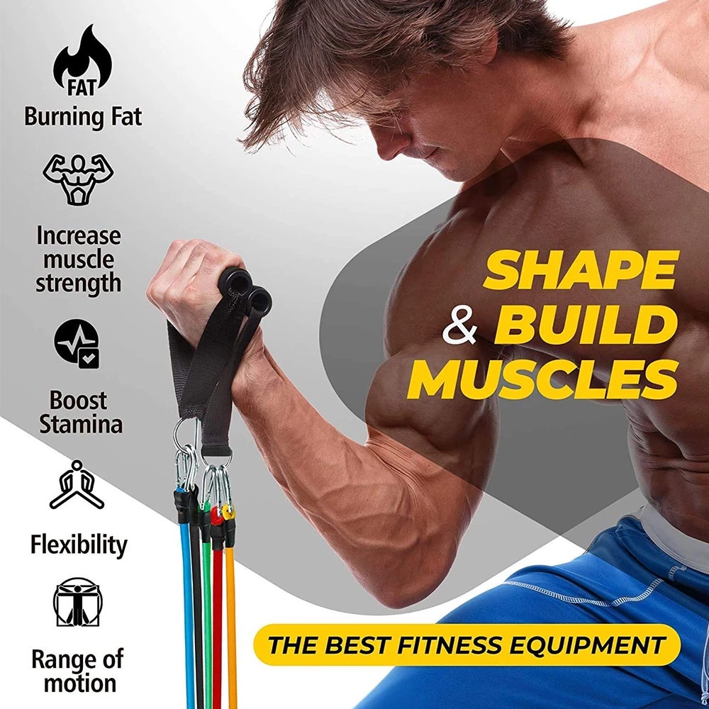 3H Set Getah Senaman 11PC [100–250LBS] | Resistance Bands Kit | Tali ...