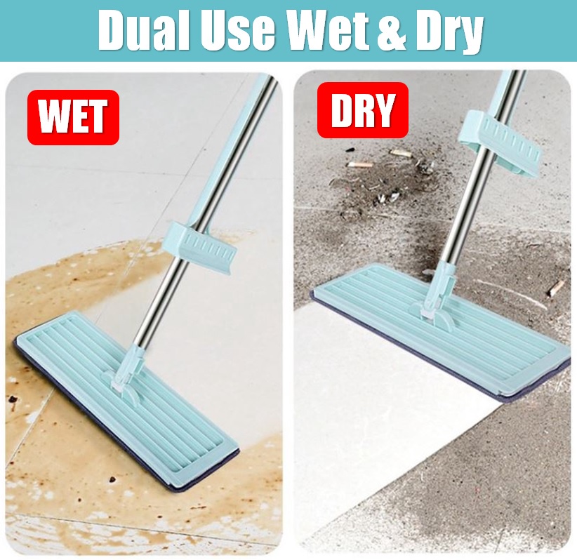 Wring Hands Free Squeeze Dry Lazy Scratch Mop Dry Wet Flat Floor Mop ...