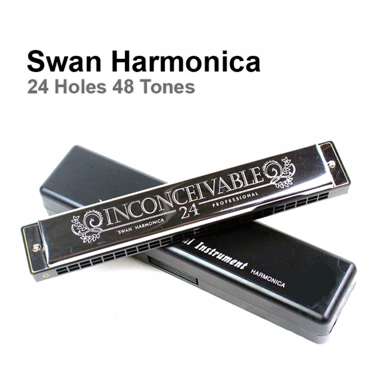 SWAN Harmonica Key of C 10 Holes 20 Tones | 24 Holes 48 Tones | C Key ...