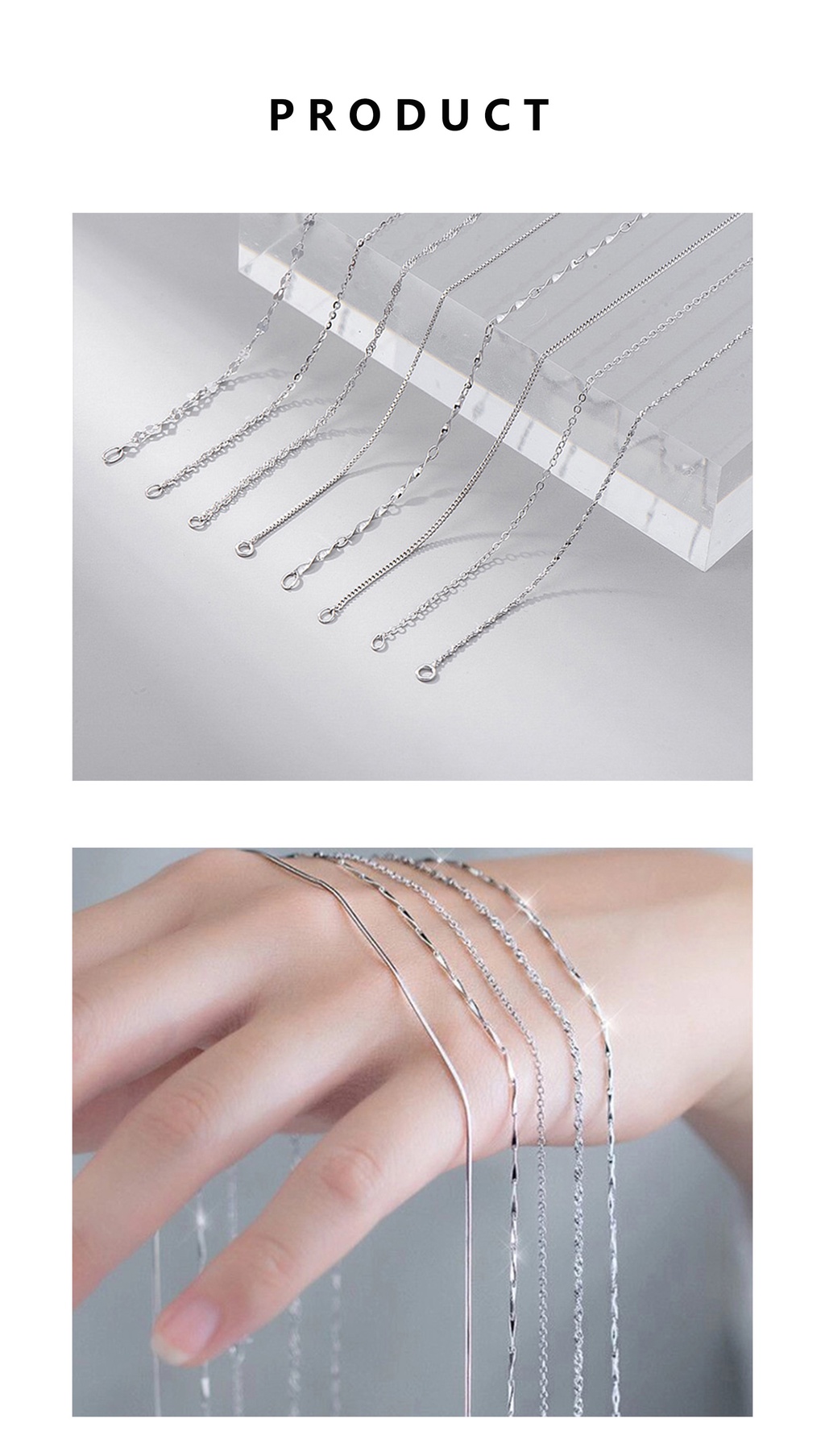 JYJIAYUJY 100% Sterling Silver S925 Necklace Silver Chain 40cm/45cm/50cm Hypoallergenic 1MM ...