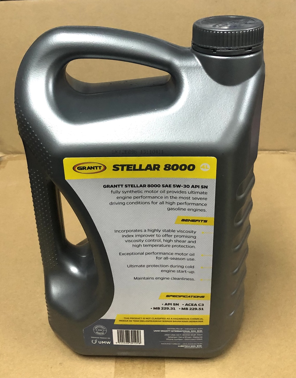 4 LITER GRANTT STELLAR 8000 SAE 5W30 FULLY SYNTHETIC ENGINE OIL. 4L 5W ...