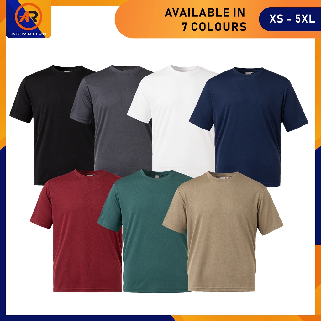 AR Motion Microfiber Interlock T-Shirt Unisex Adult Round Neck Plain ...