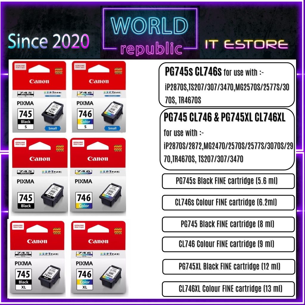 Canon Genuine Ink - PG745S CL746S PG745 CL746 PG745XL CL746XL PG-745s ...