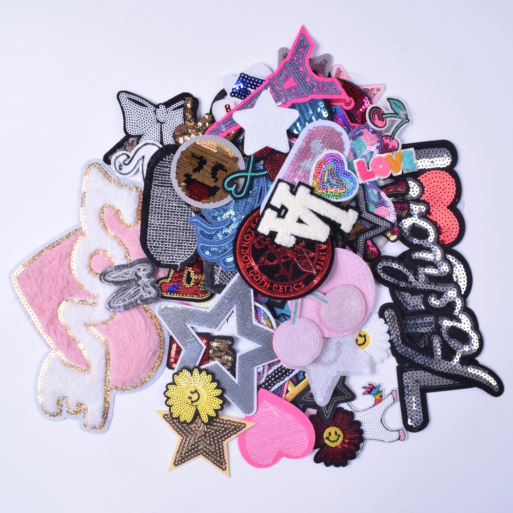 30 Pcs/Lot Sequin Patches Iron on for Jacket Jeans Backpack Stickers ...