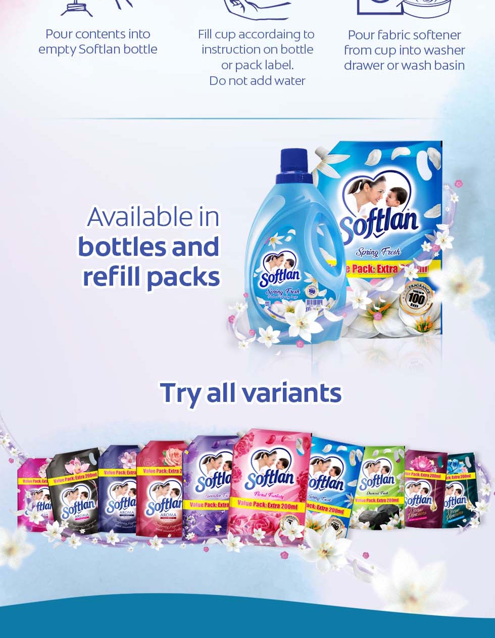 Softlan Anti Wrinkles Spring Fresh Fabric Softener Blue (3L) | Shopee ...