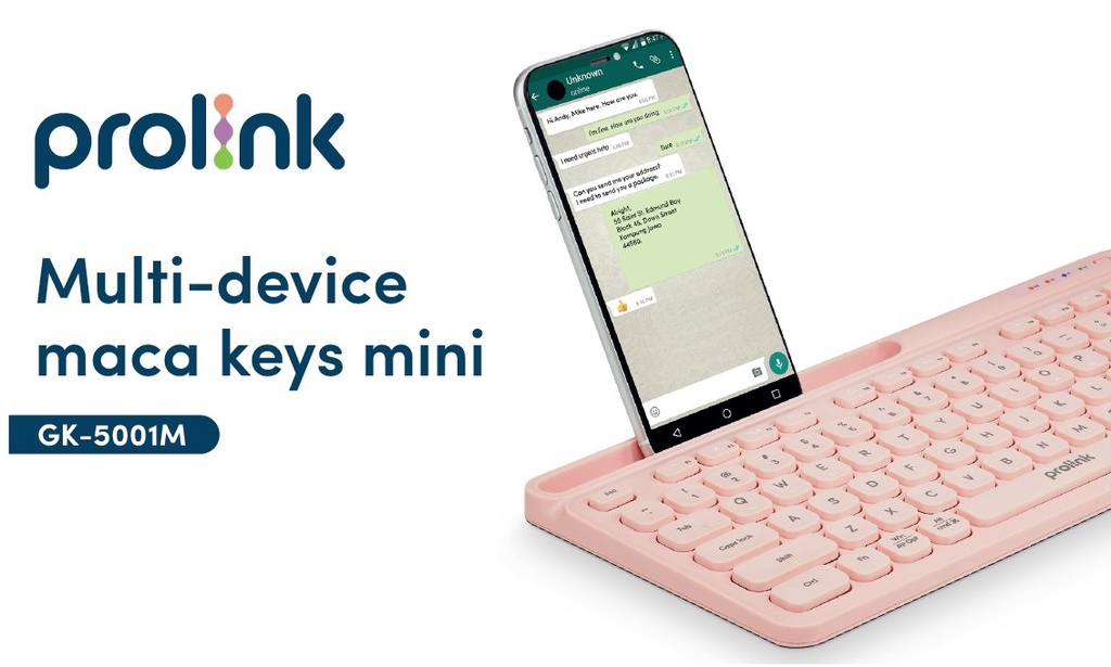 Prolink Wireless Bluetooth + 2.4GHz Multi-Device Mini Keyboard Anti ...