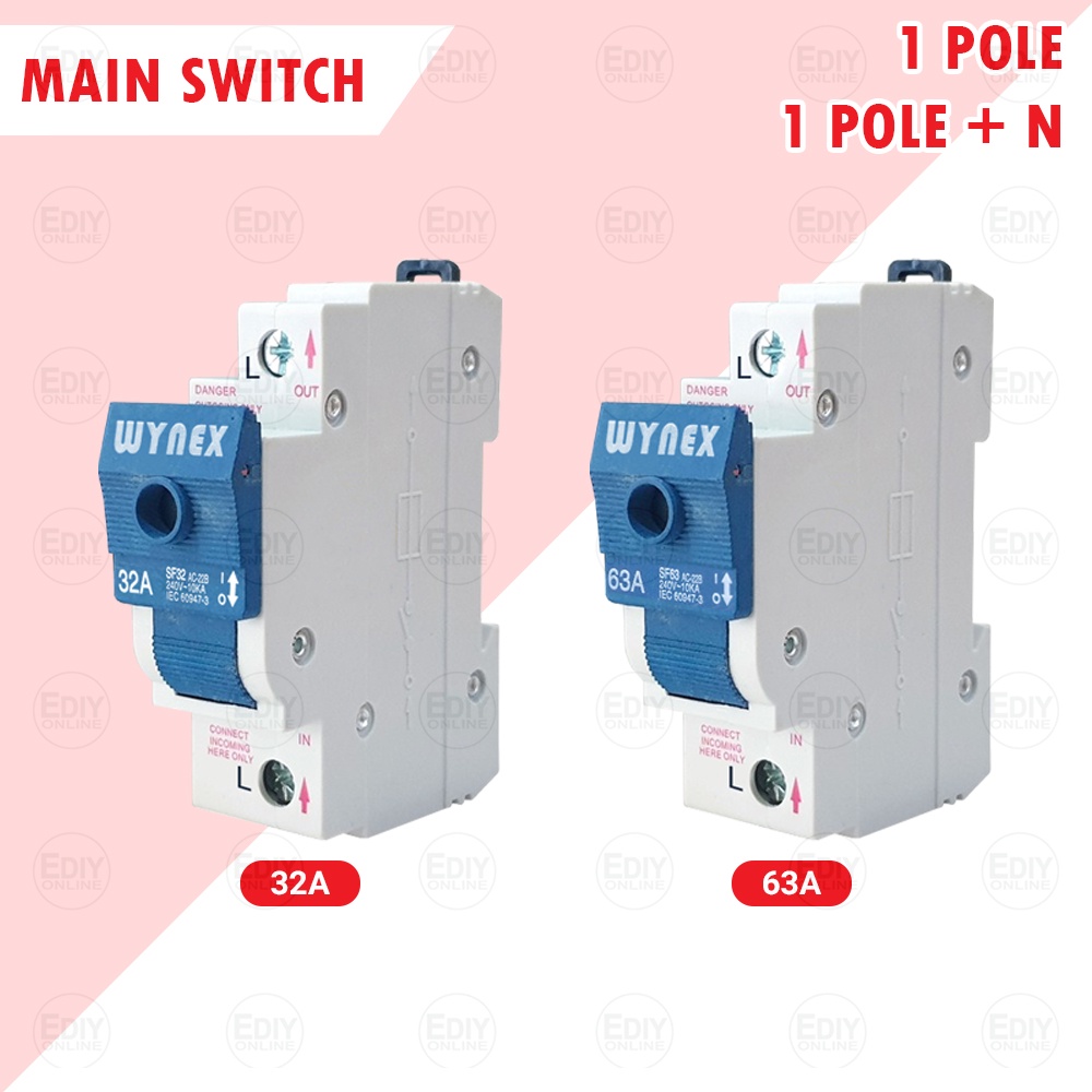 【NEW】 WYNEX SIRIM ELCB RCCB MAIN SWITCH FUSE ISOLATOR DISCONNECTOR 32A 40A 63A 100A 2 / 4 / 1 ...
